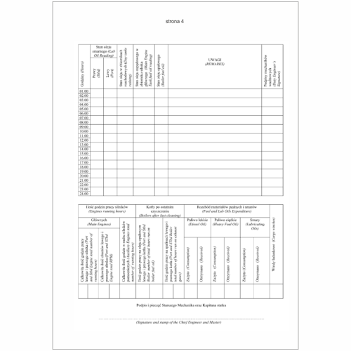 Dziennik maszynowy [ENGINE LOG-BOOK] DRUKI AKCYDENSOWE